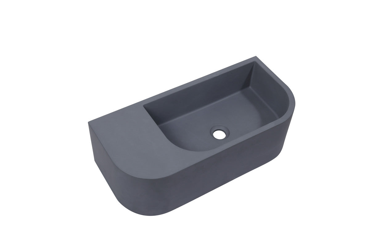 New Concrete Cement Wash Basin Counter Top Matte Dark Grey Wall Hung B ...